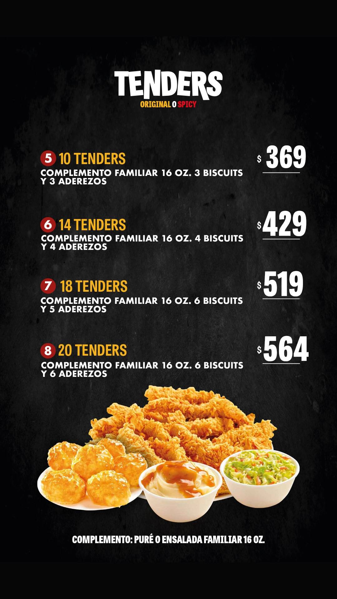 Menu at Church's Chicken Lourdes restaurant, Saltillo