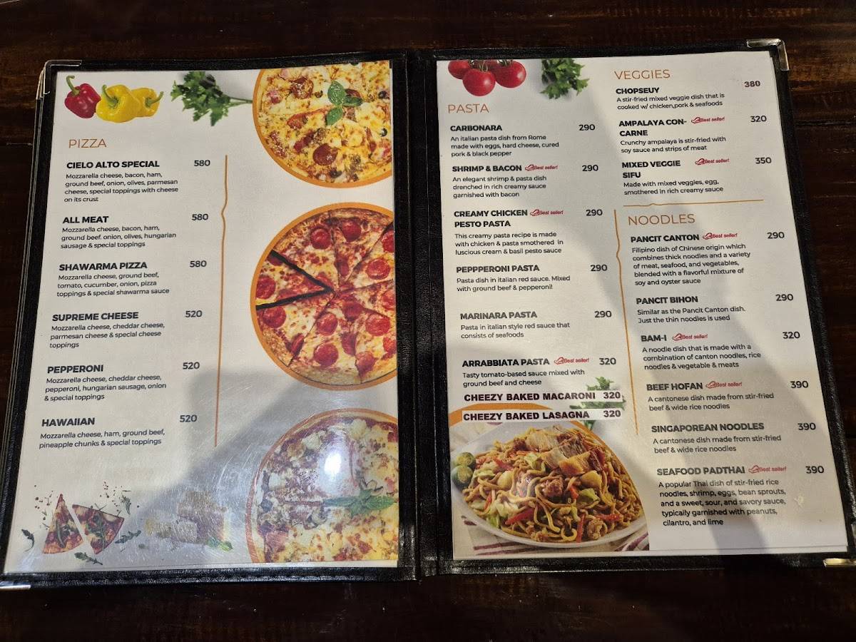 Menu at Cielo Alto Place Restaurant, Tanay