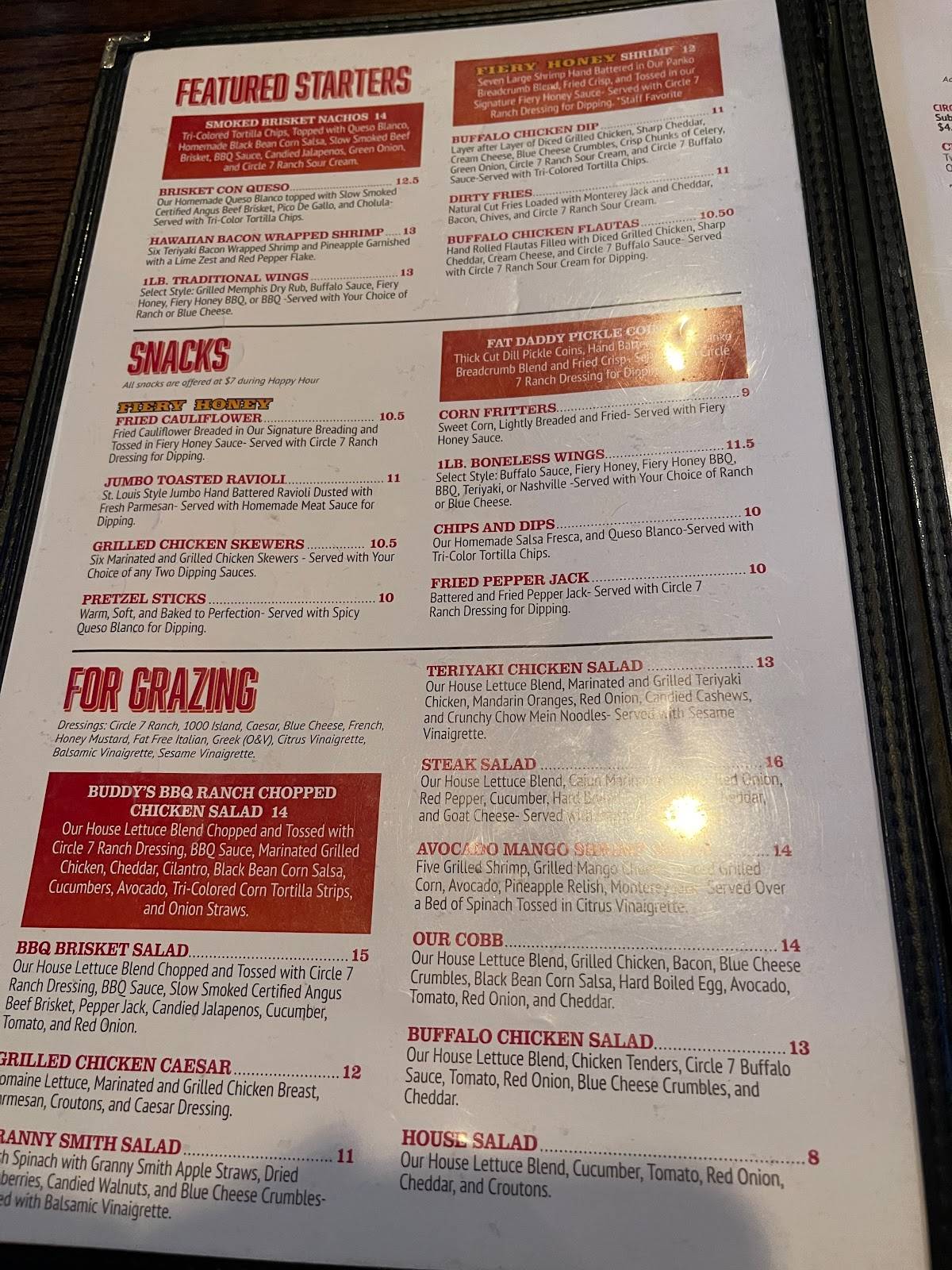 Menu at Circle 7 Ranch restaurant, Ballwin