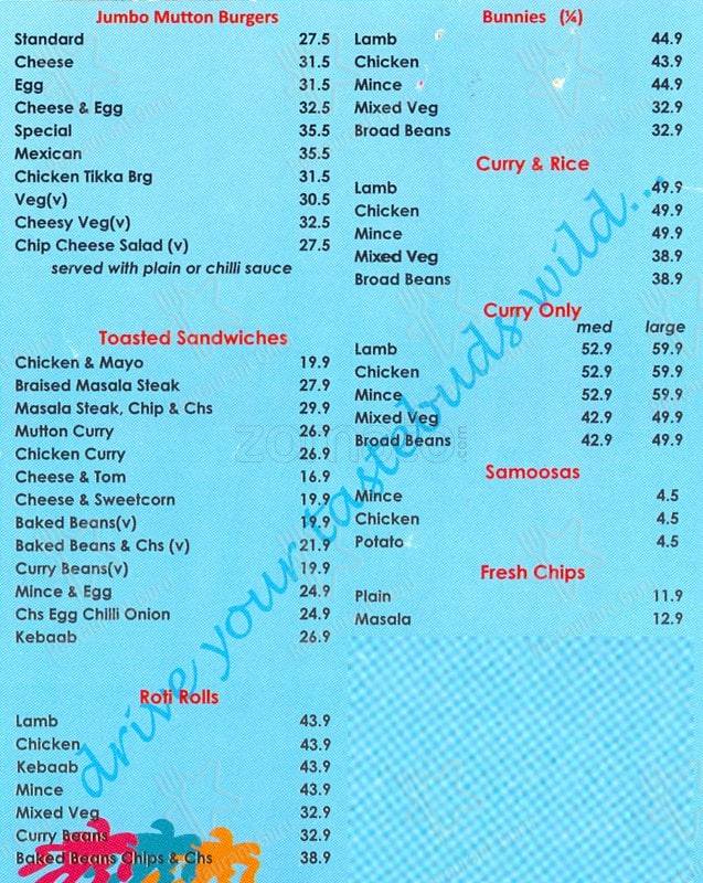 Menu at Coconut Grove restaurant, Randburg