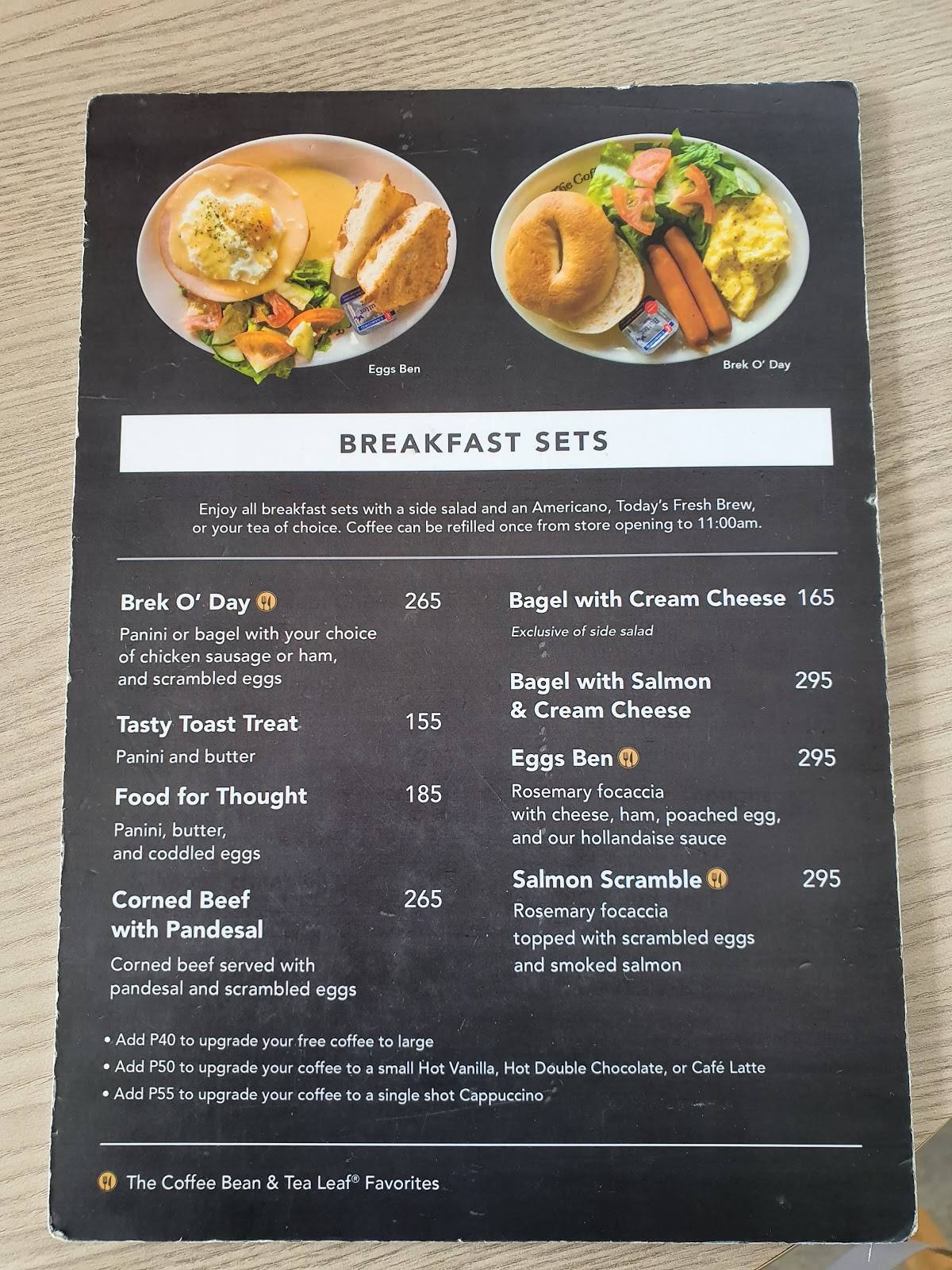 Menu at Coffee Bean and Tea Leaf SM Telabastagan cafe, San Fernando