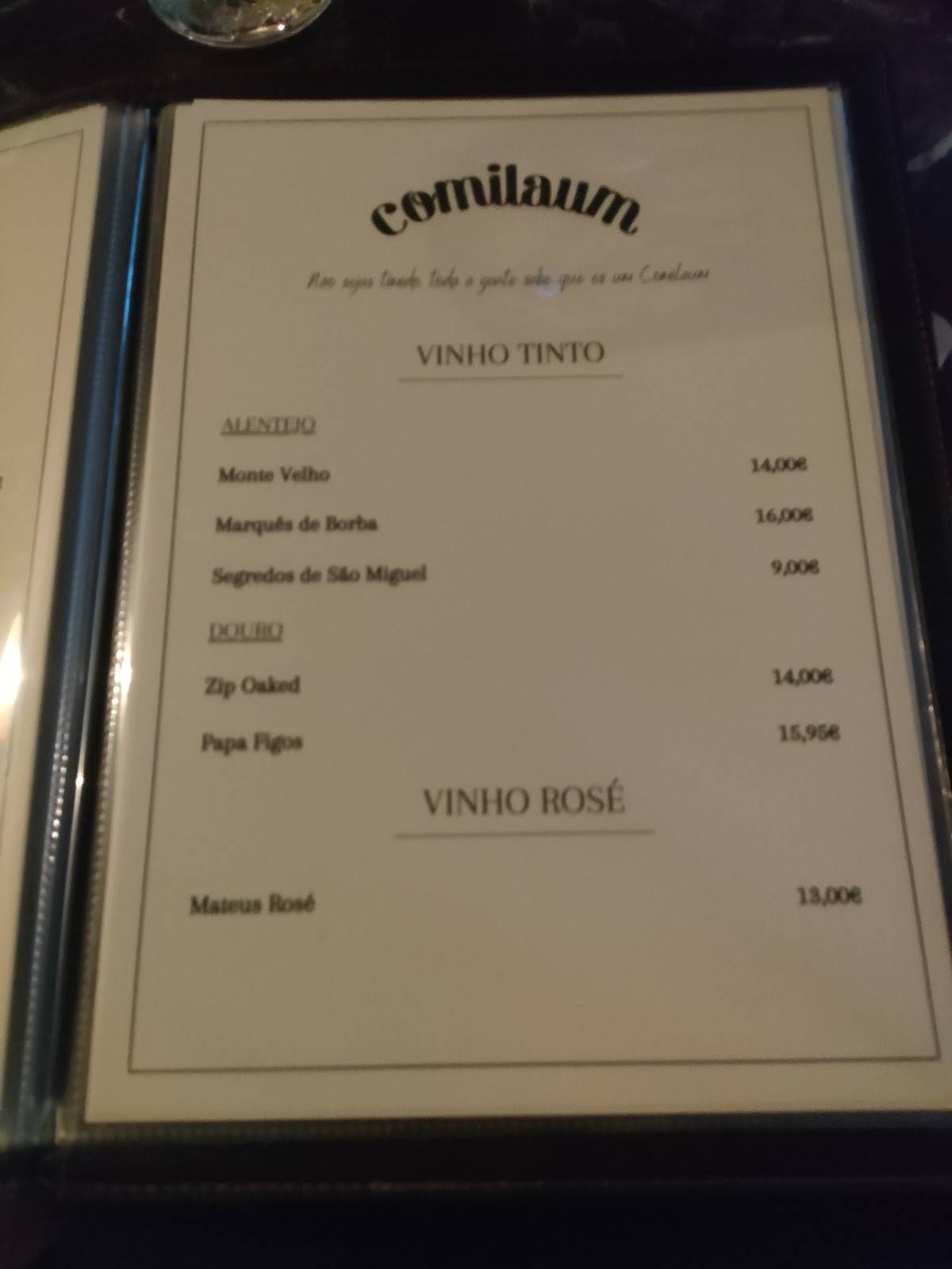 Menu em Comilaum - Porto restaurante, Porto