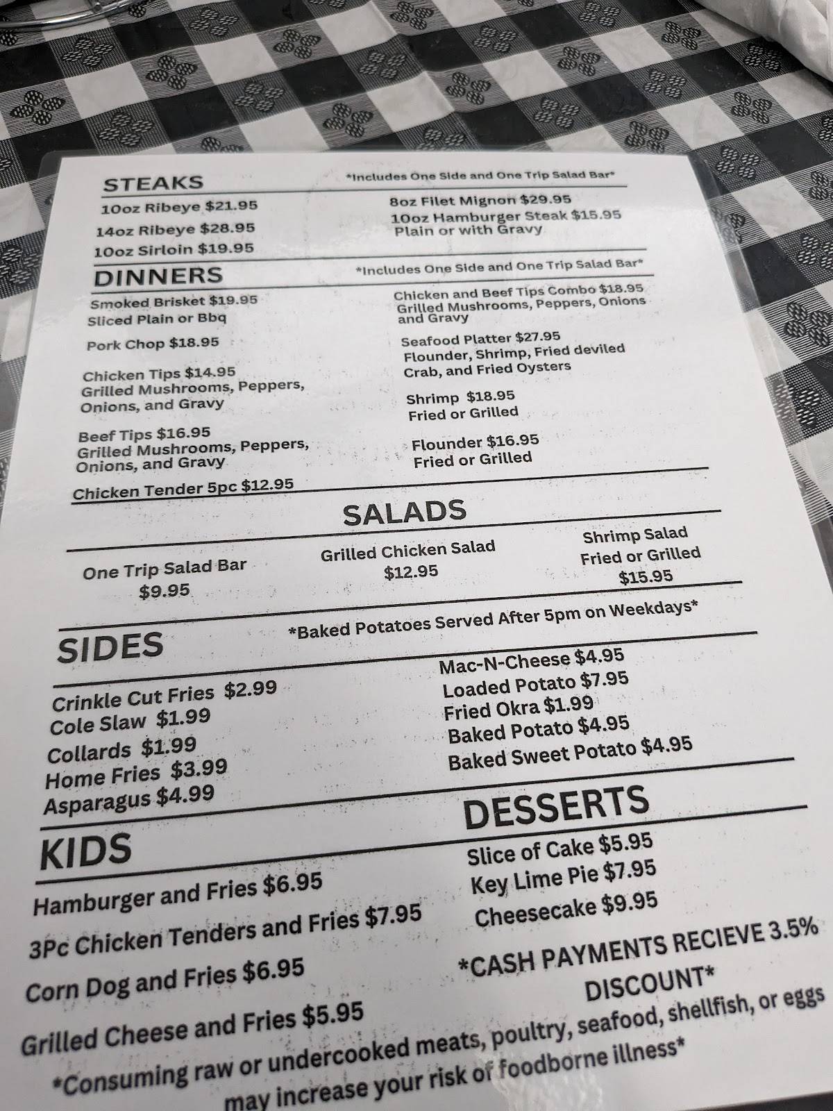 Menu at Country Boys Steak & Brisket restaurant, Sumter