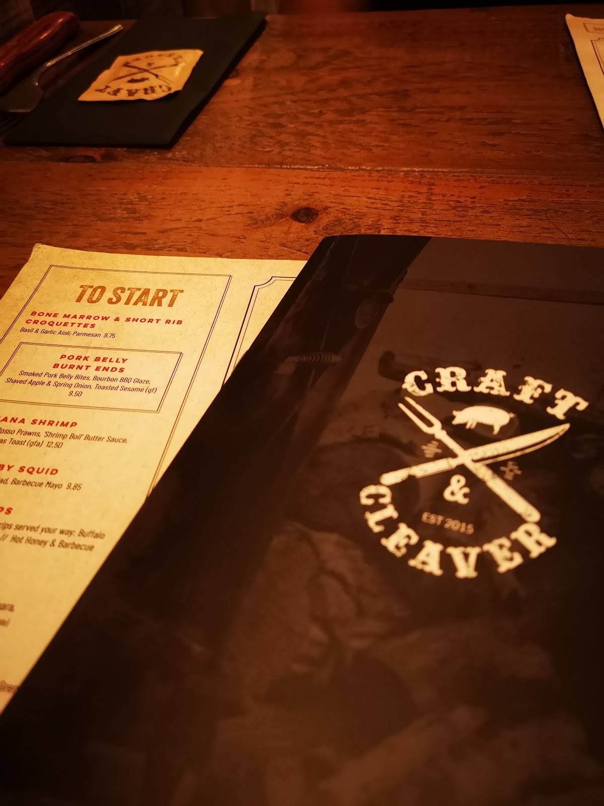 Menu at Craft & Cleaver restaurant, Hitchin