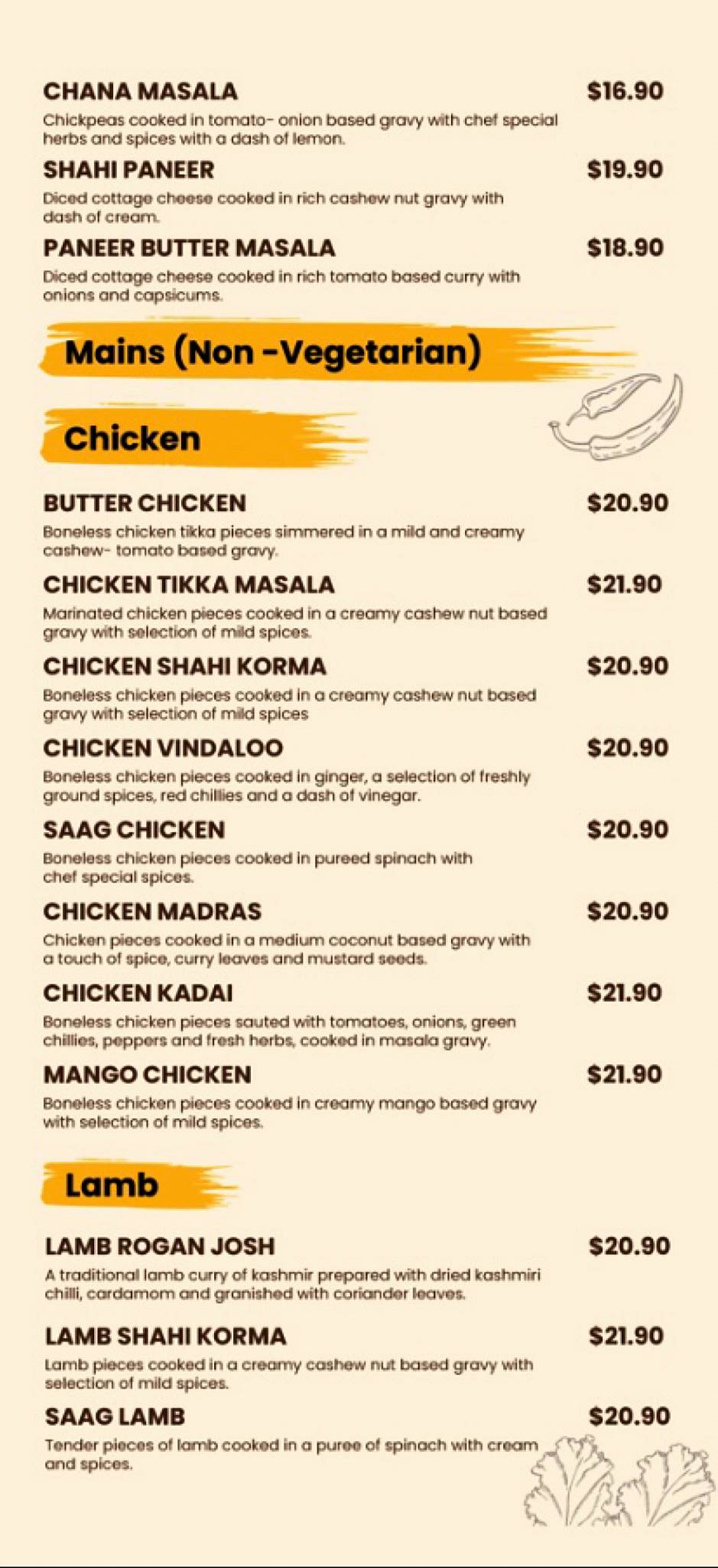 Menu at Curry onn Bend restaurant, Tailem Bend