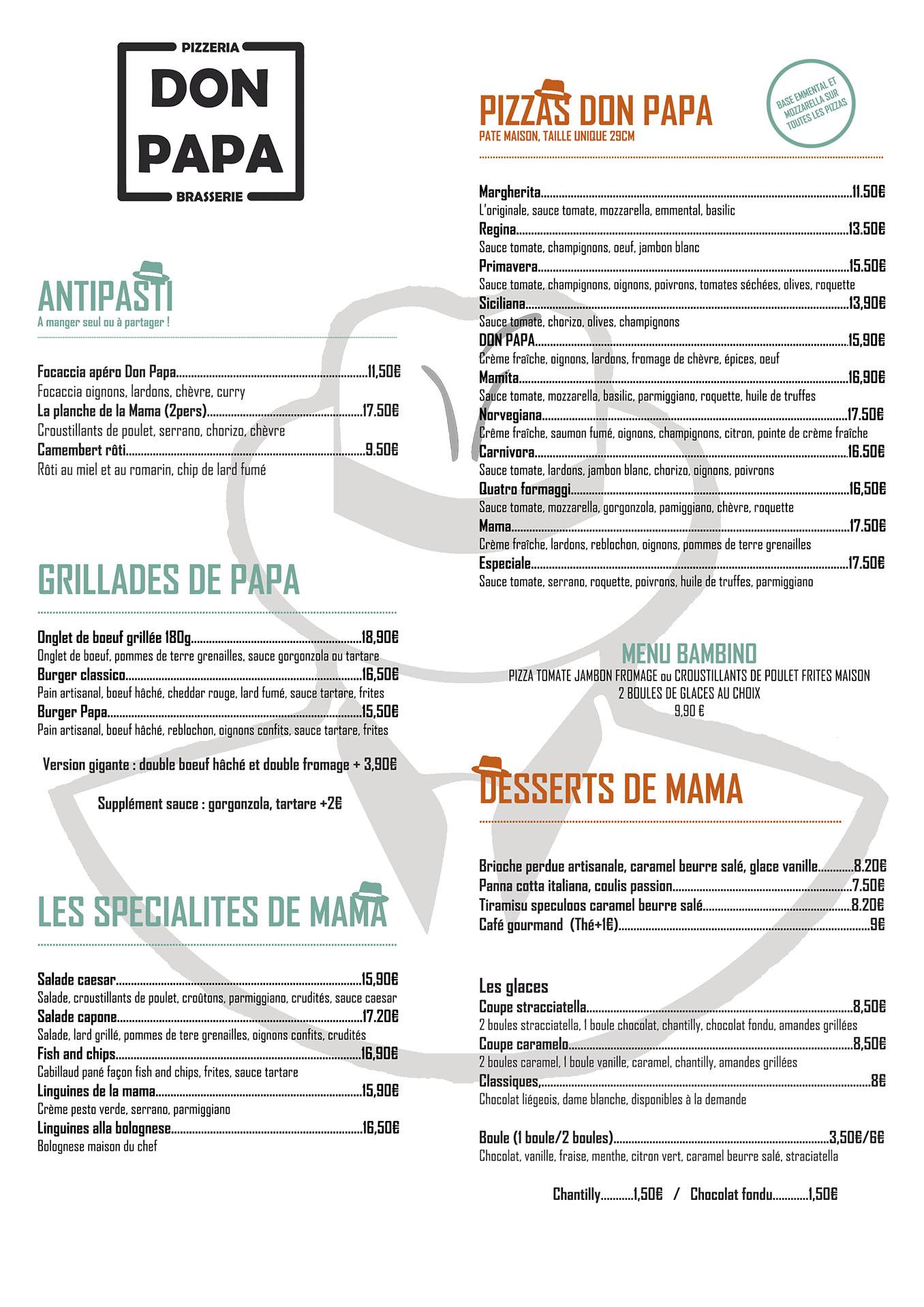 Carta del restaurante DON PAPA, Saint-Nazaire