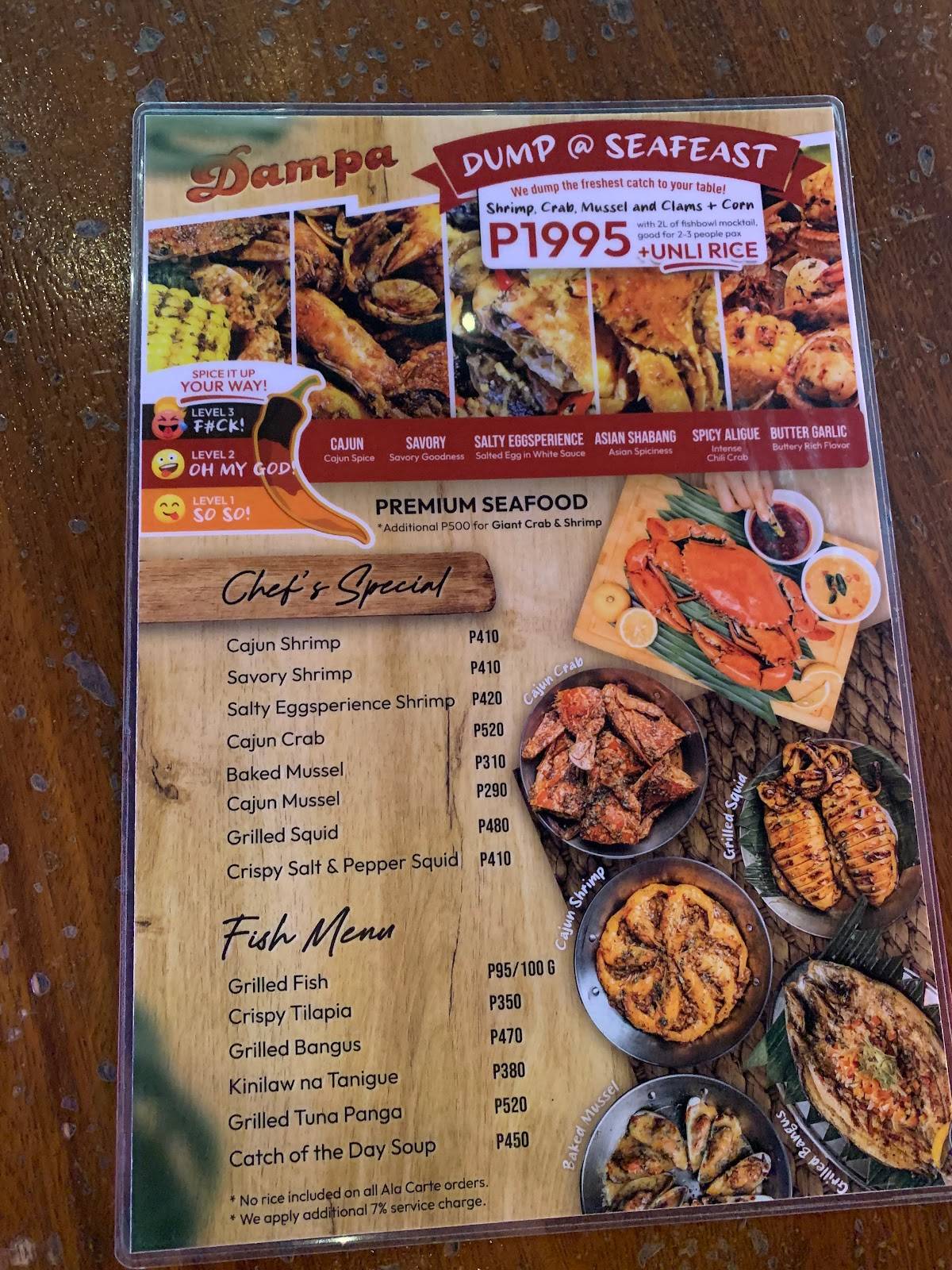 Menu at Dampa Seafood Grill - Tomas Morato restaurant, Quezon City