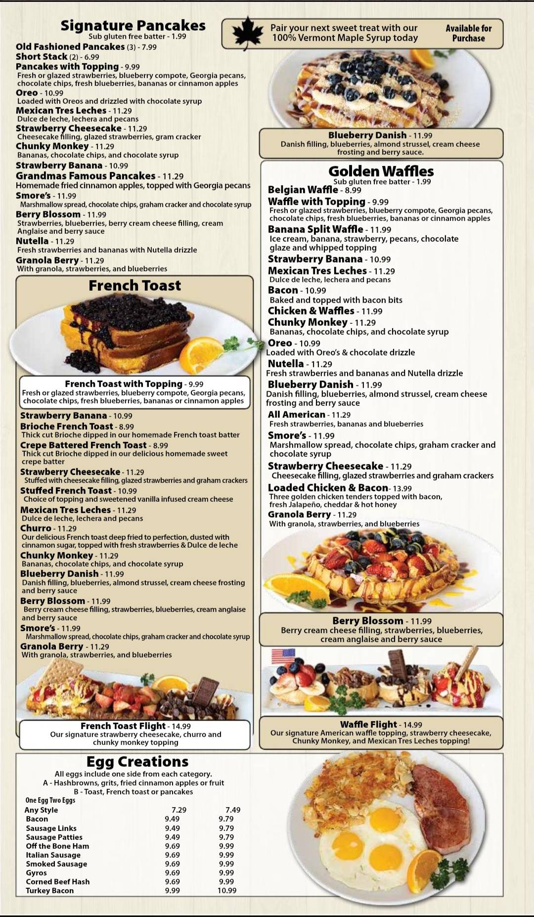 Menu at Defiance Pancake House restaurant, Defiance