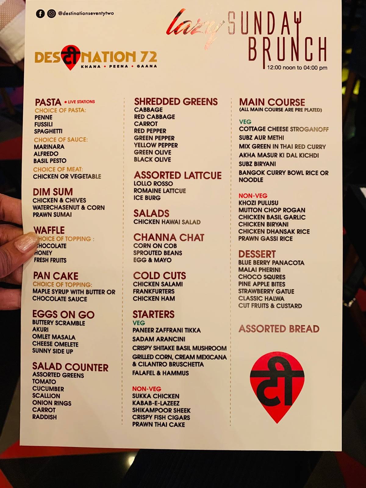 Menu at Destination 72, Mumbai, Atl Corporate Park