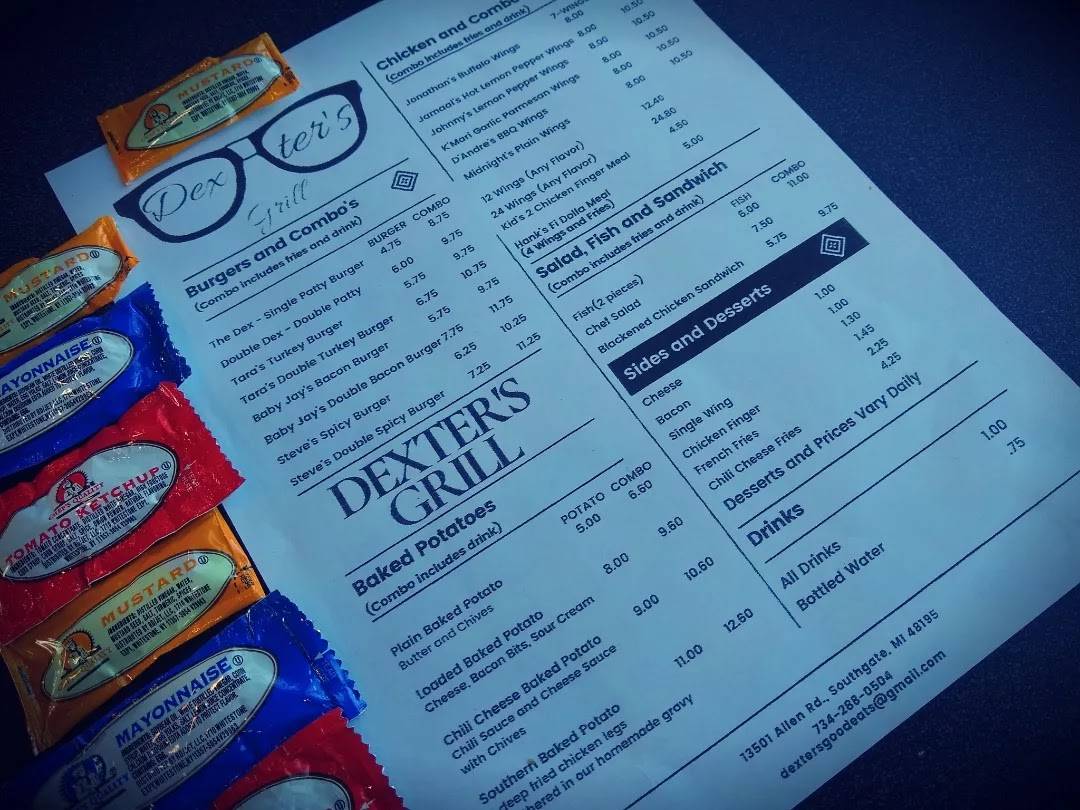 Menu at Dexter's Grill restaurant, Southgate