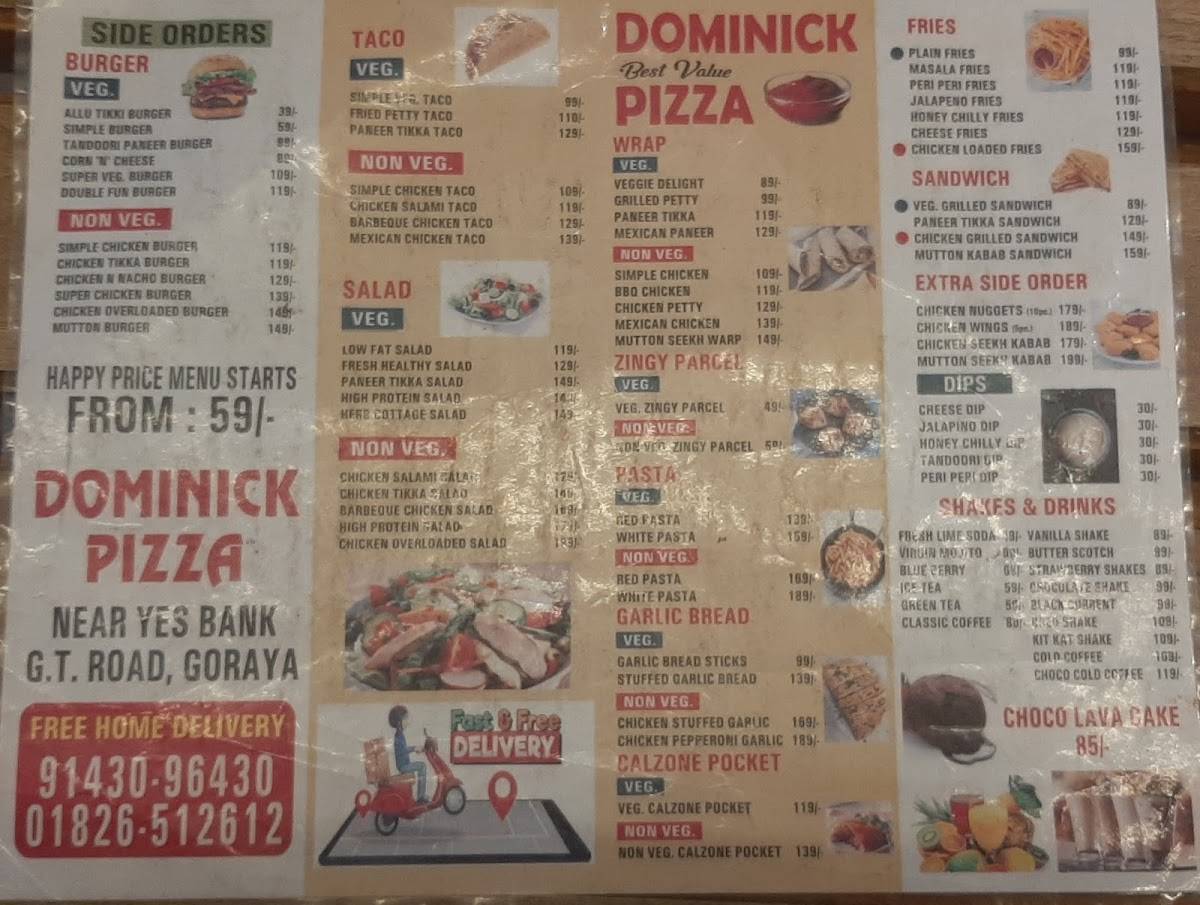 Menu at Dominick Pizza Goraya, Goraya