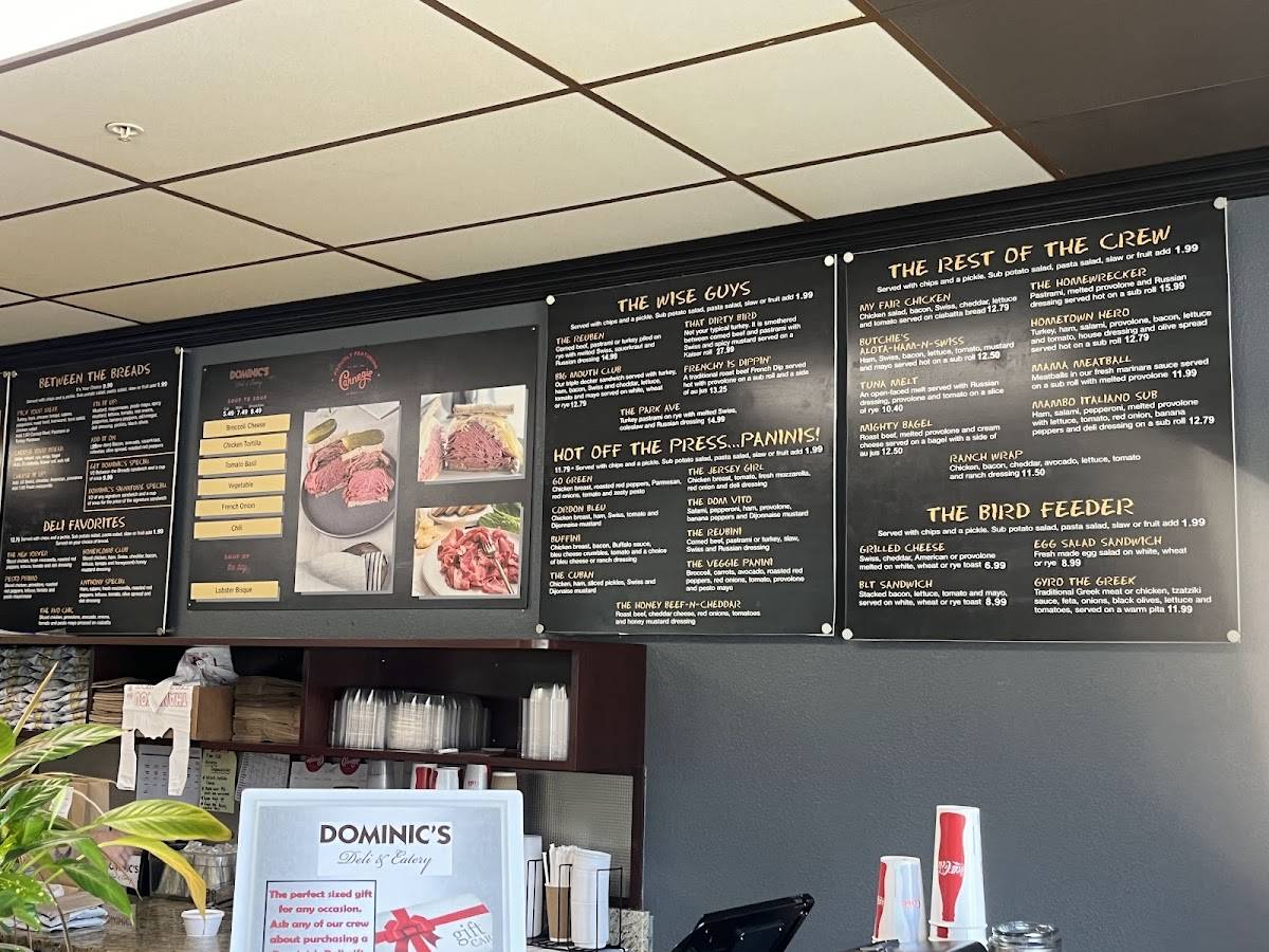 Menu at Dominics Deli restaurant, Palm Coast