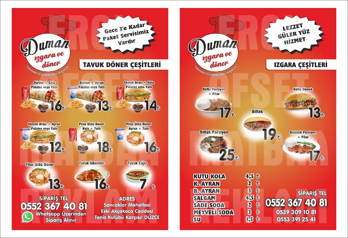 Carta de Duman ızgara döner, Düzce