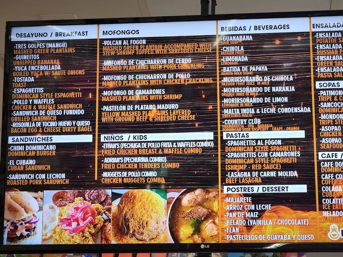 Carta del restaurante EL Fogon 809, Charlotte