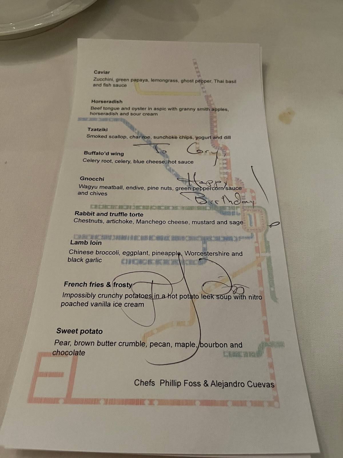 Menu at EL ideas restaurant, Chicago
