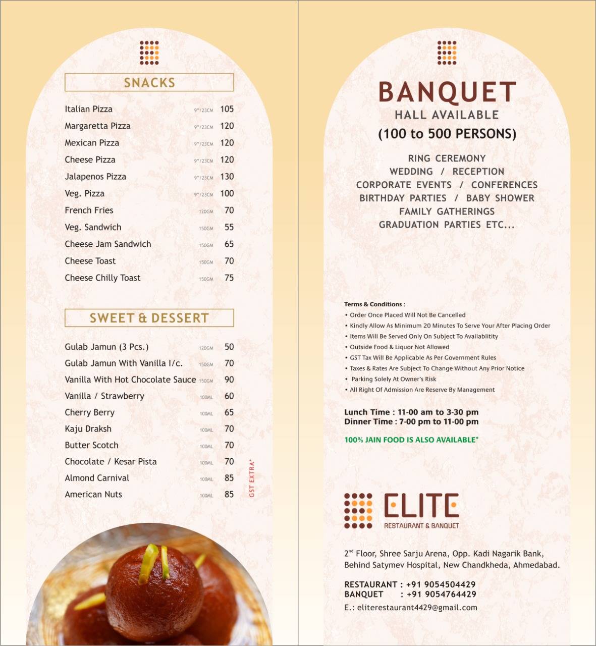 Menu at ELITE RESTAURANT & BANQUET, Ahmedabad