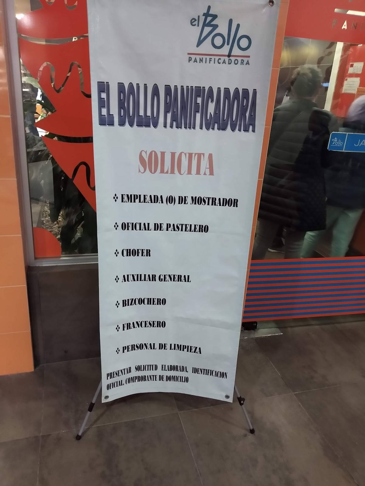 Carta de El Bollo Panificadora, Mexico