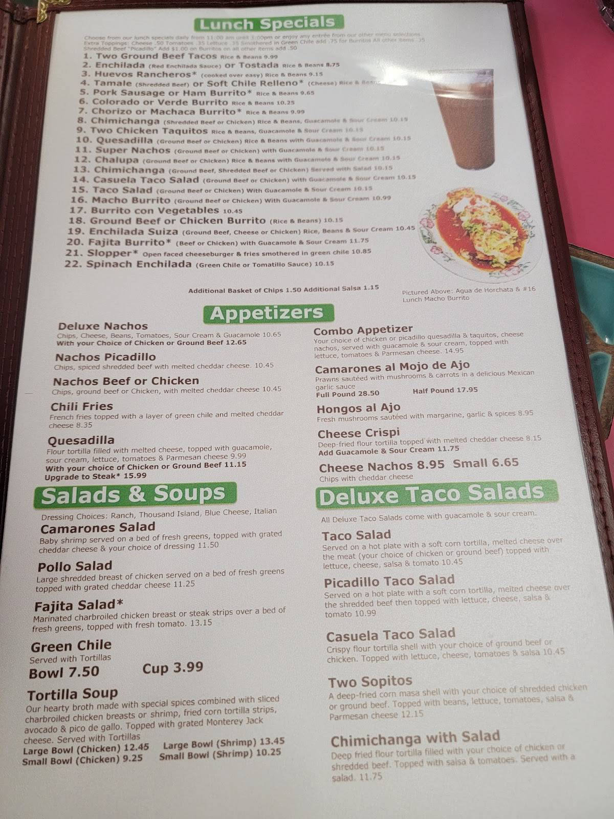 Menu at El Caporal Family Mexican Restaurant, Cañon City, Main St