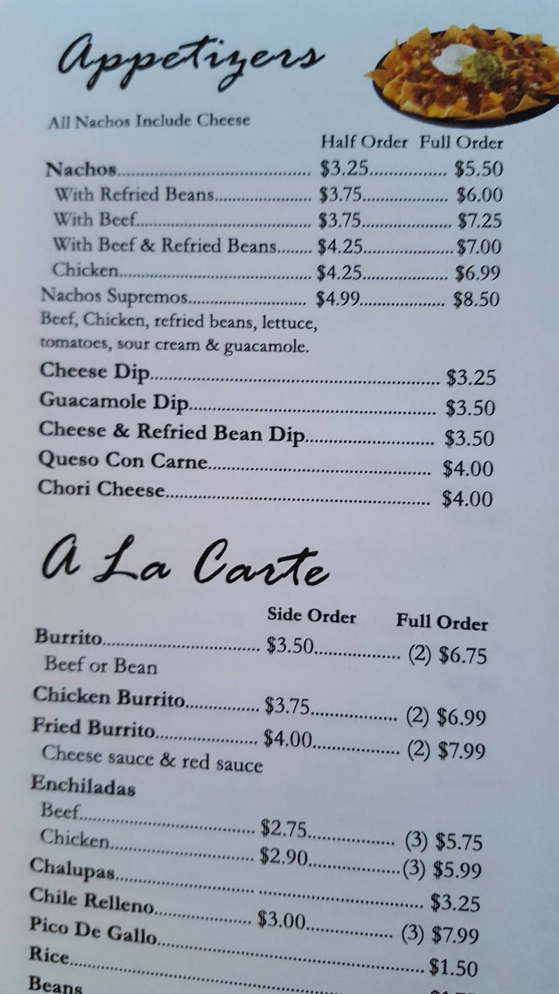 Menu at El Comal Mexican Restaurant, McCalla, AL-216 A