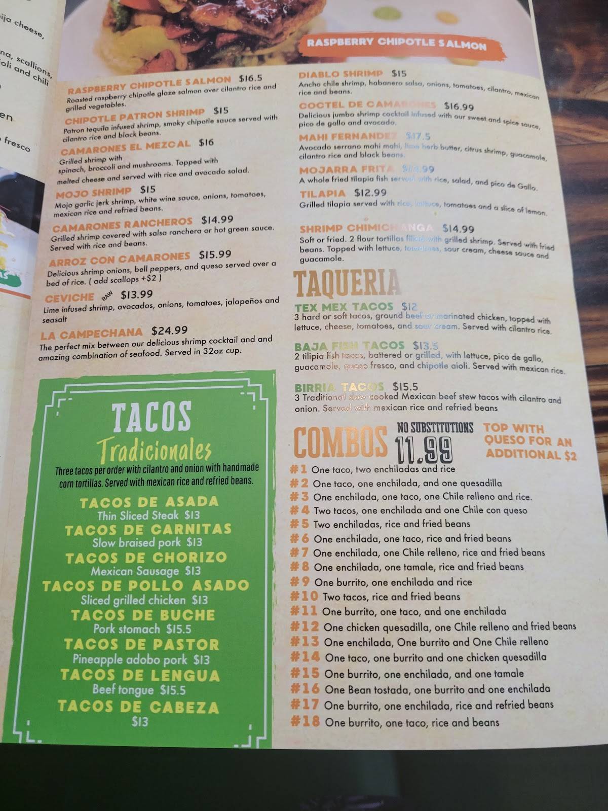 Menu at El Mezcal Mexican Restaurant Mount Dora, Mount Dora