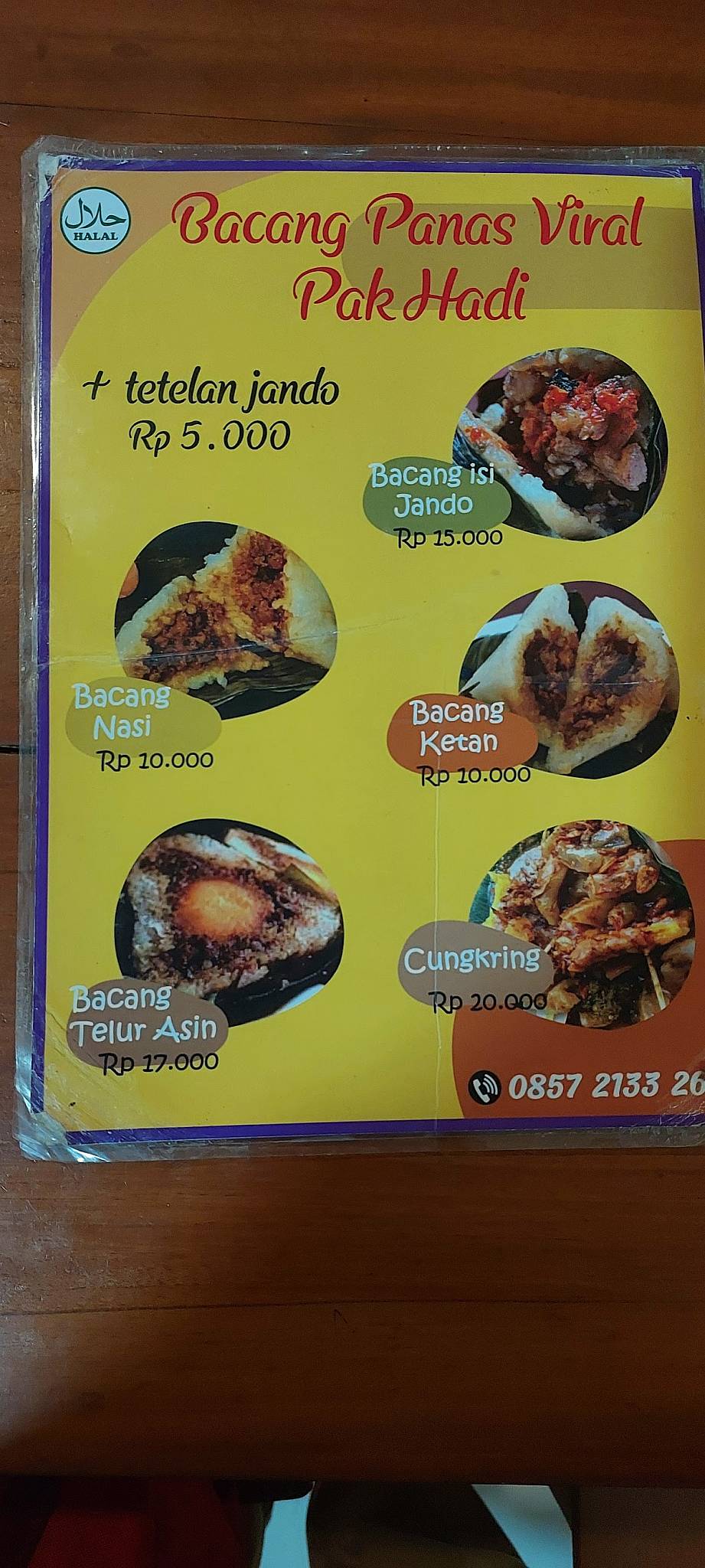 Menu at Empal Gentong cirebon dan bacang panas hadi arif, Bogor