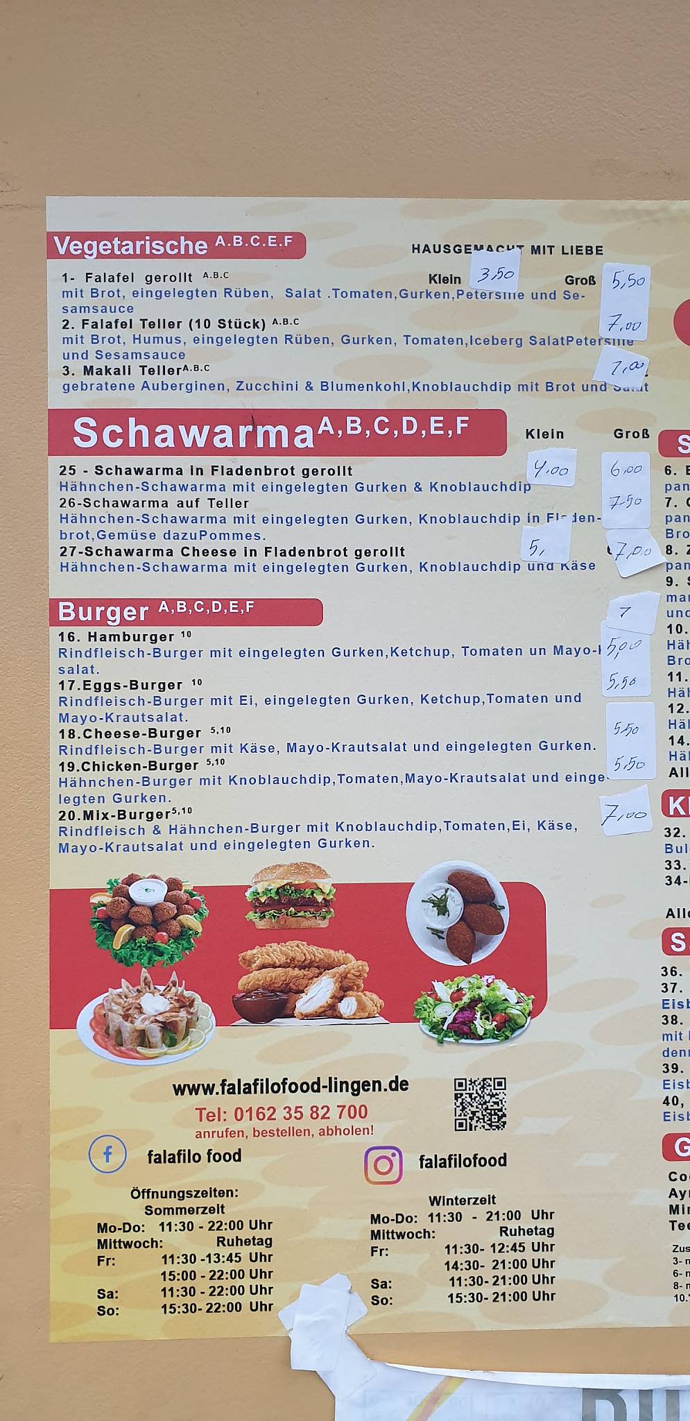 Speisekarte von Falafilo Food restaurant, Lingen (Ems)