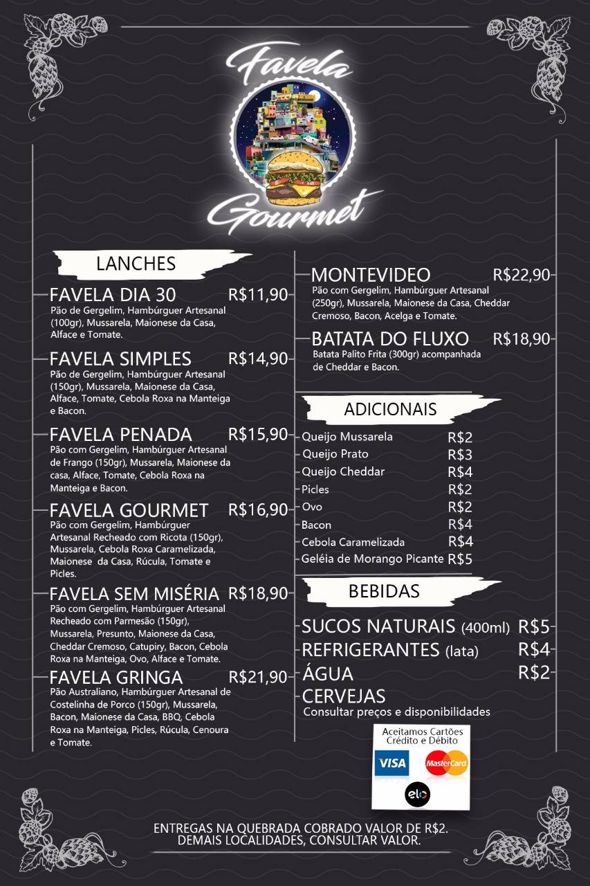 Menu em Favela Gourmet Burger restaurante, Araraquara