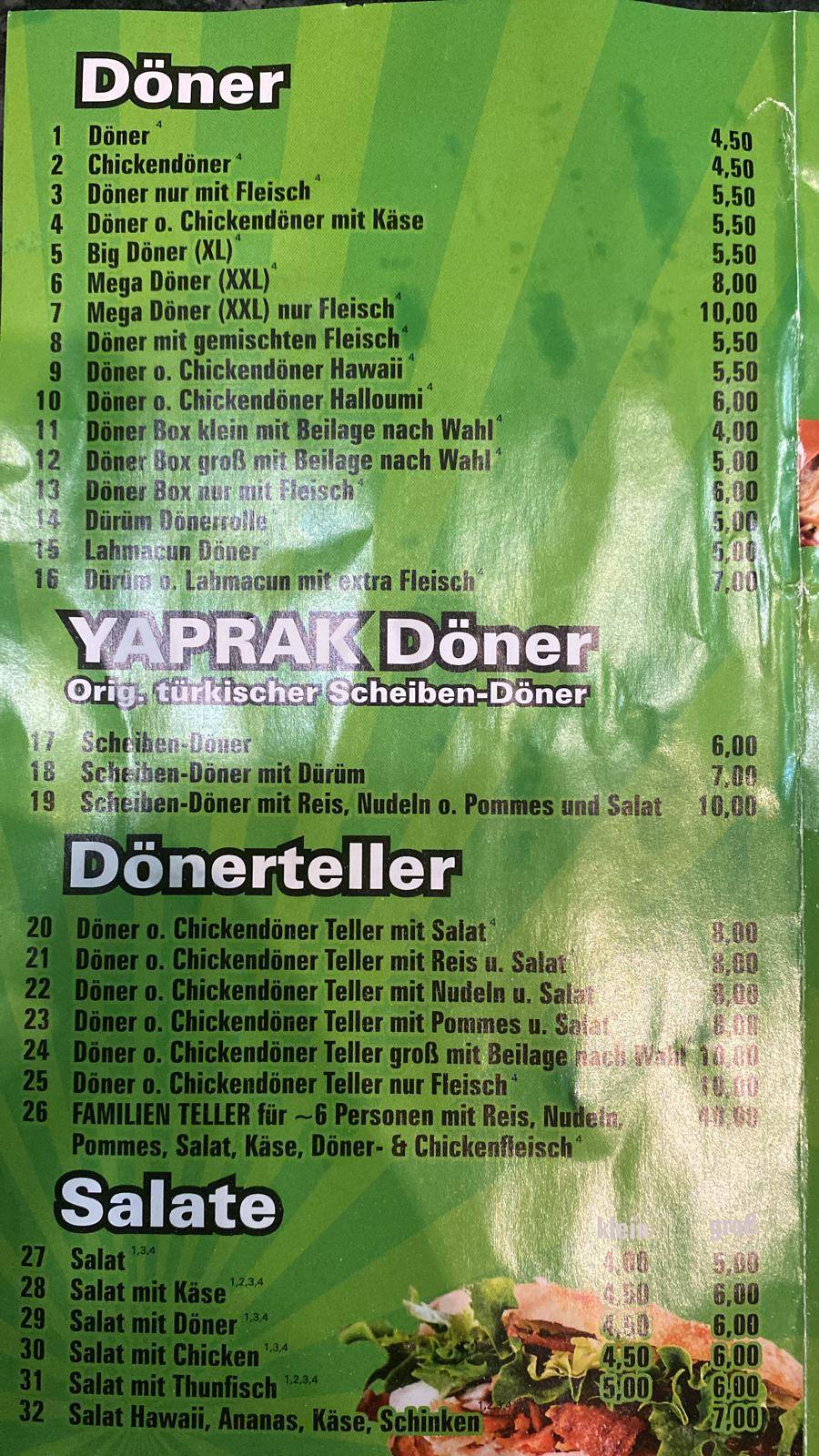 Speisekarte von Ferhat Bistro Döner & Pizza, Merseburg
