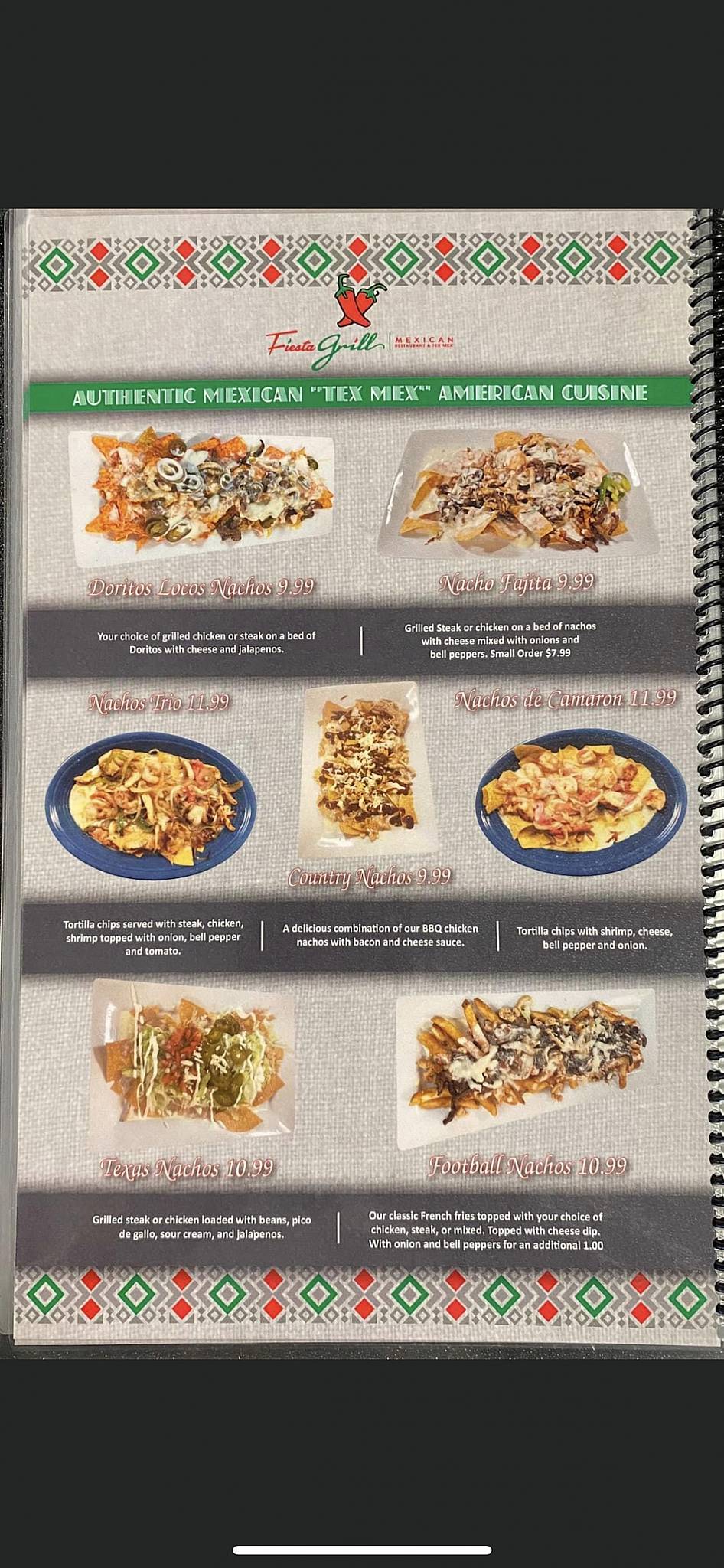 Menu at Fiesta Grill Mexican restaurant & Tex-Mex, Ripley