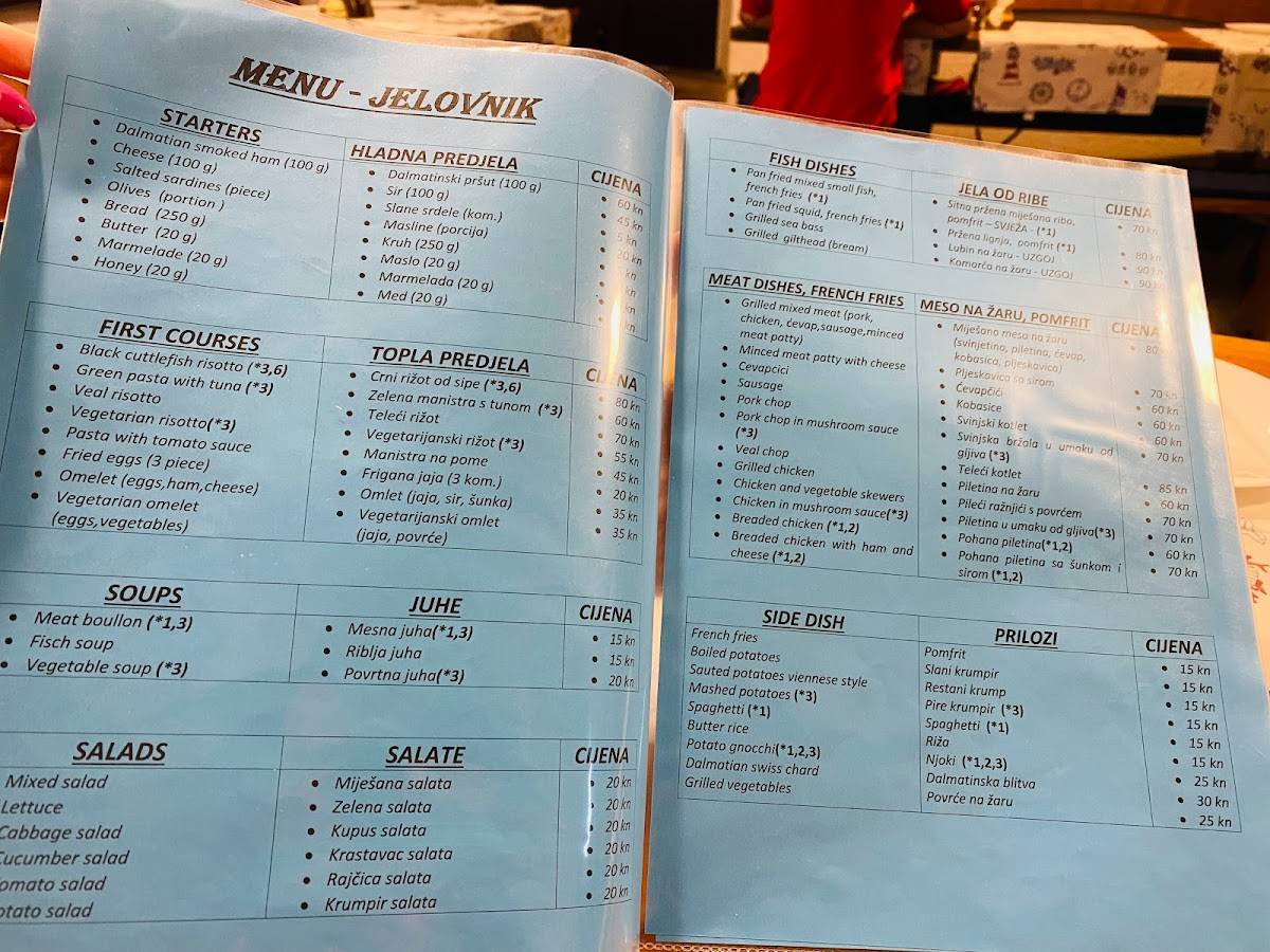 Menu at Fife restaurant, Split