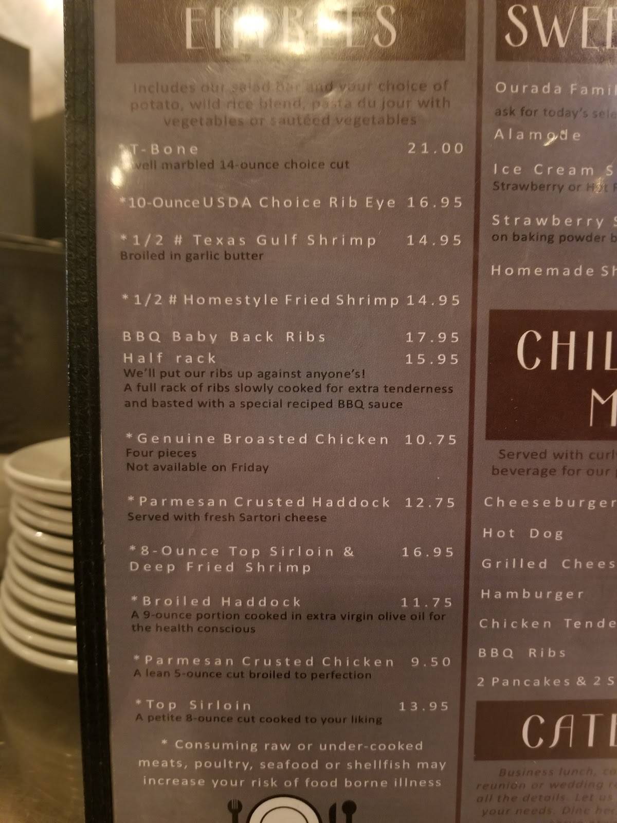 Menu at Fifth Avenue Restaurant, Antigo