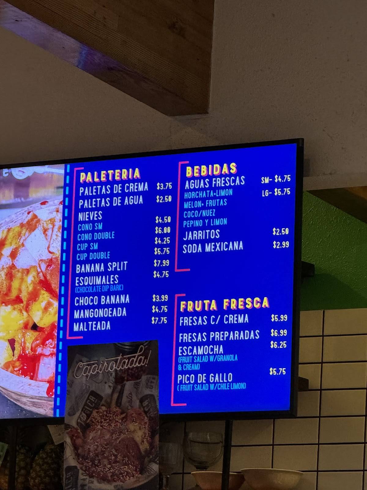 Menu at Flautas y Paleteria Tepalca restaurant, El Paso, Doniphan Dr