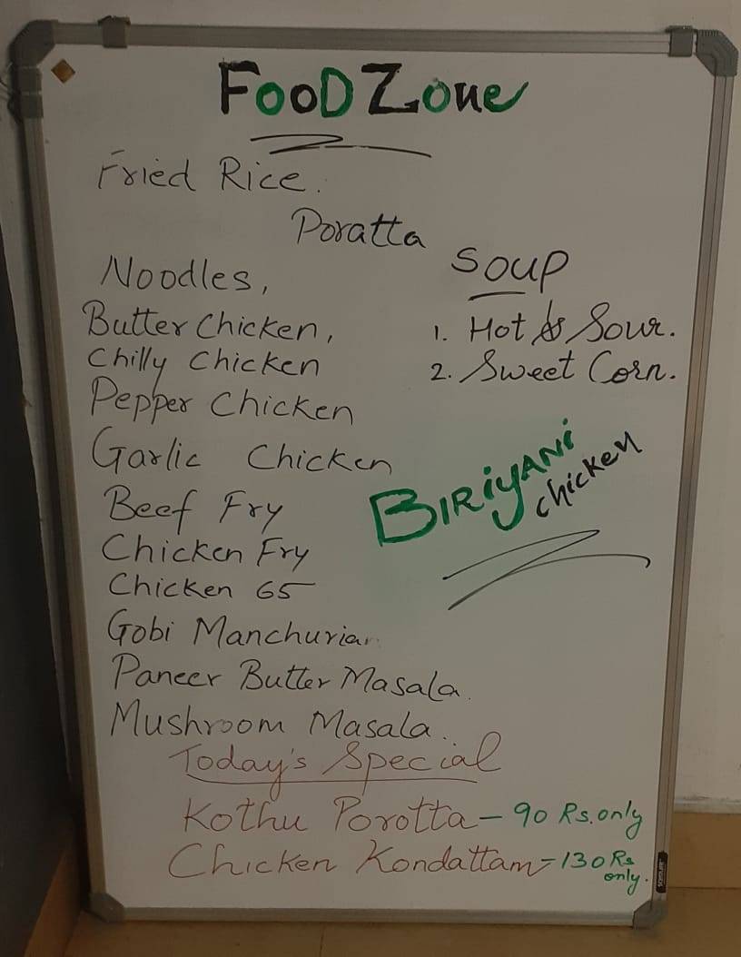 Menu at Food Zone Restaurant, Thiruvalla