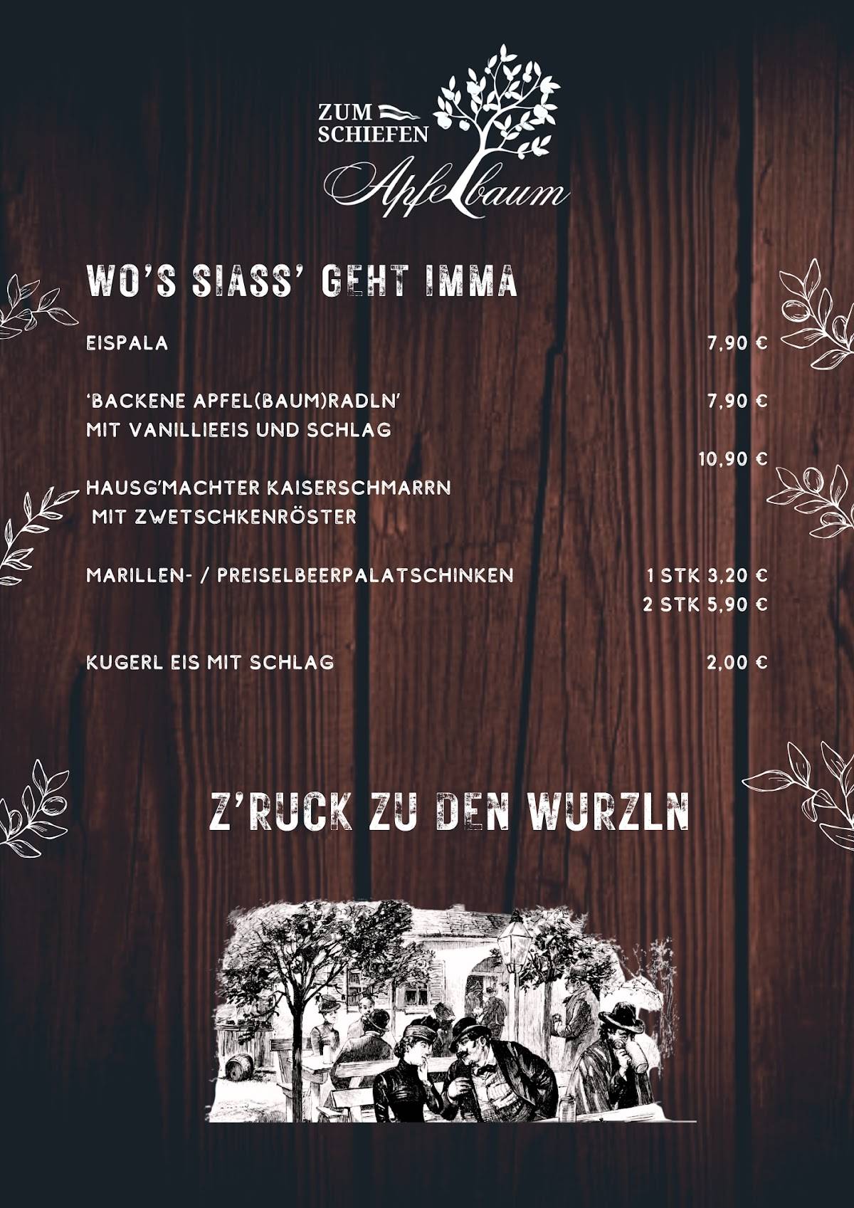 Speisekarte von Gasthaus Zum Schiefen Apfelbaum restaurant, Linz