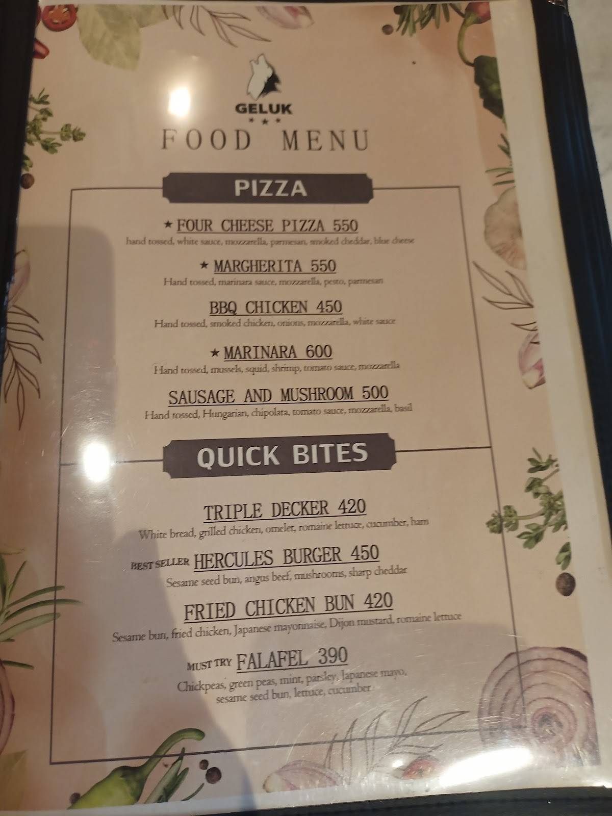 Menu at Geluk Gentri restaurant, Quezon City, 77 Banawe St