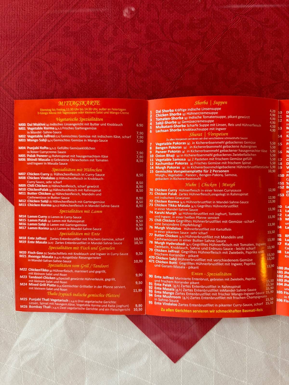 Speisekarte von Restaurant Golden India, Maisach