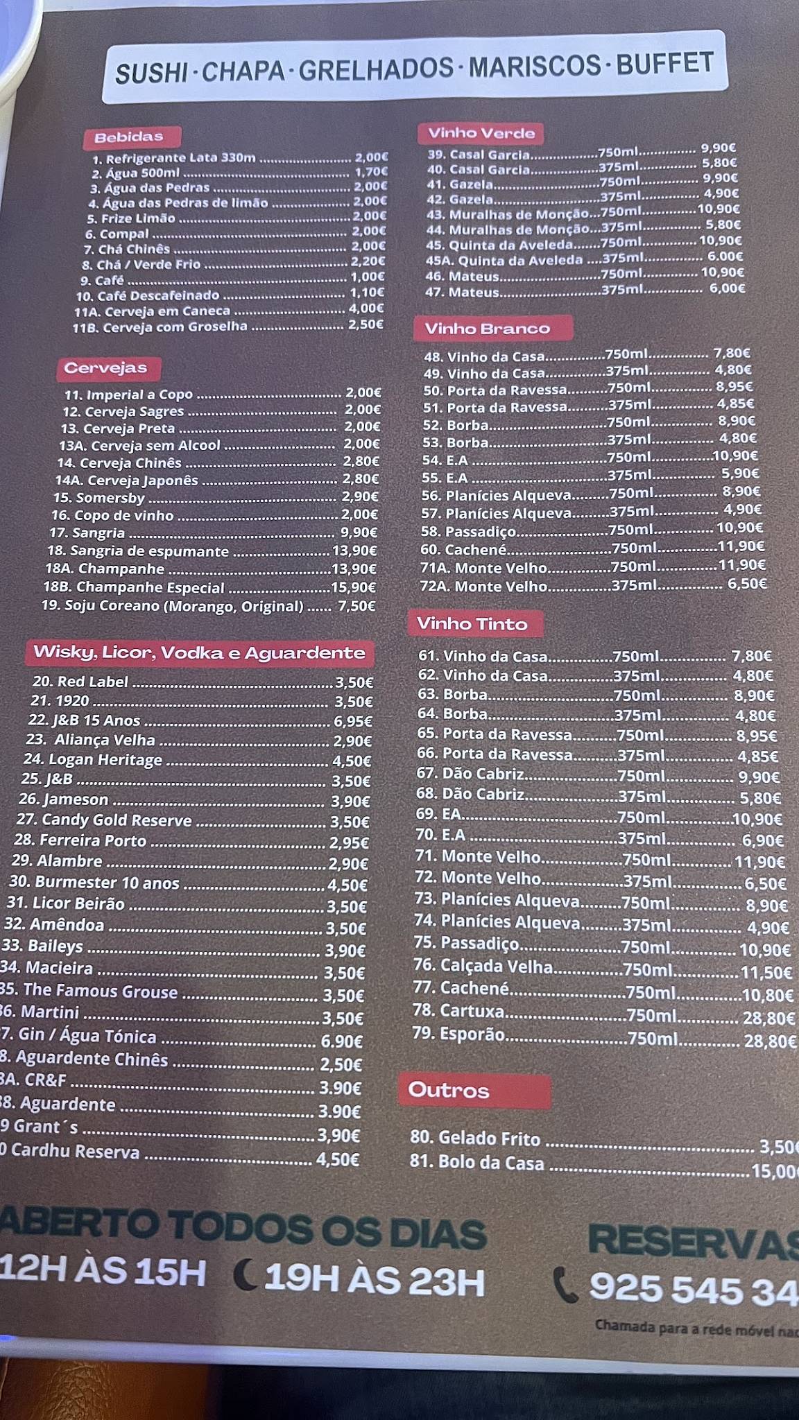 Menu em Restaurante Good Wok, Portugal