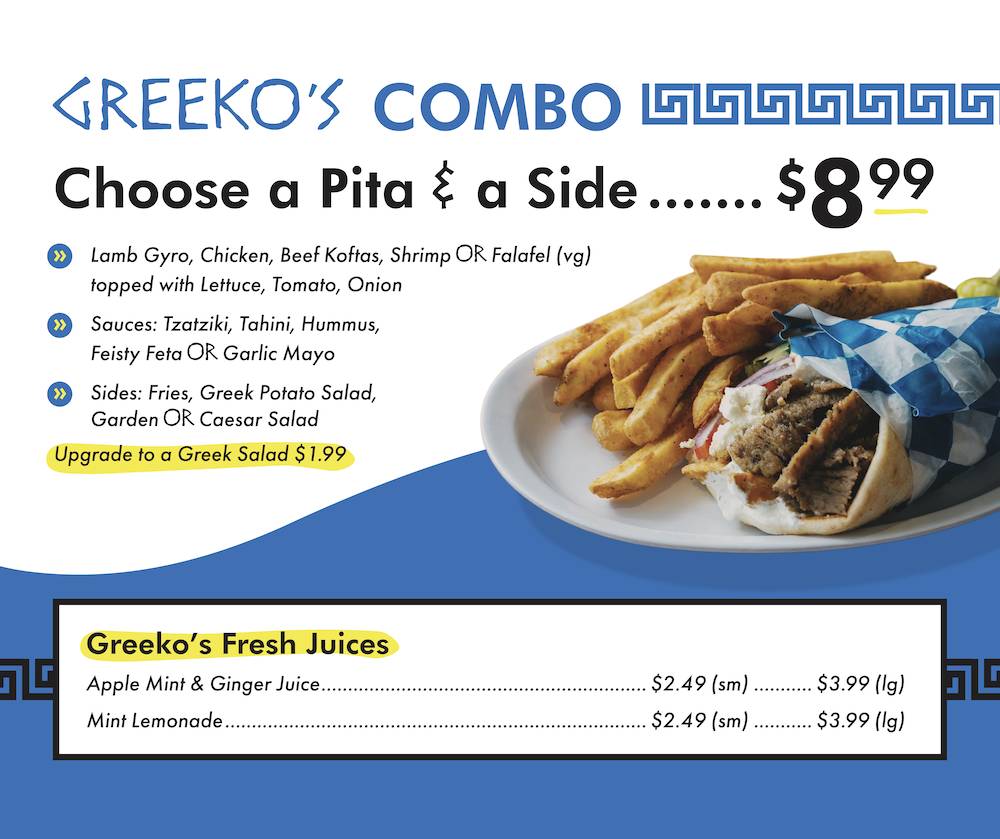 Menu at Greeko's Grill & Cafe, Johnson City