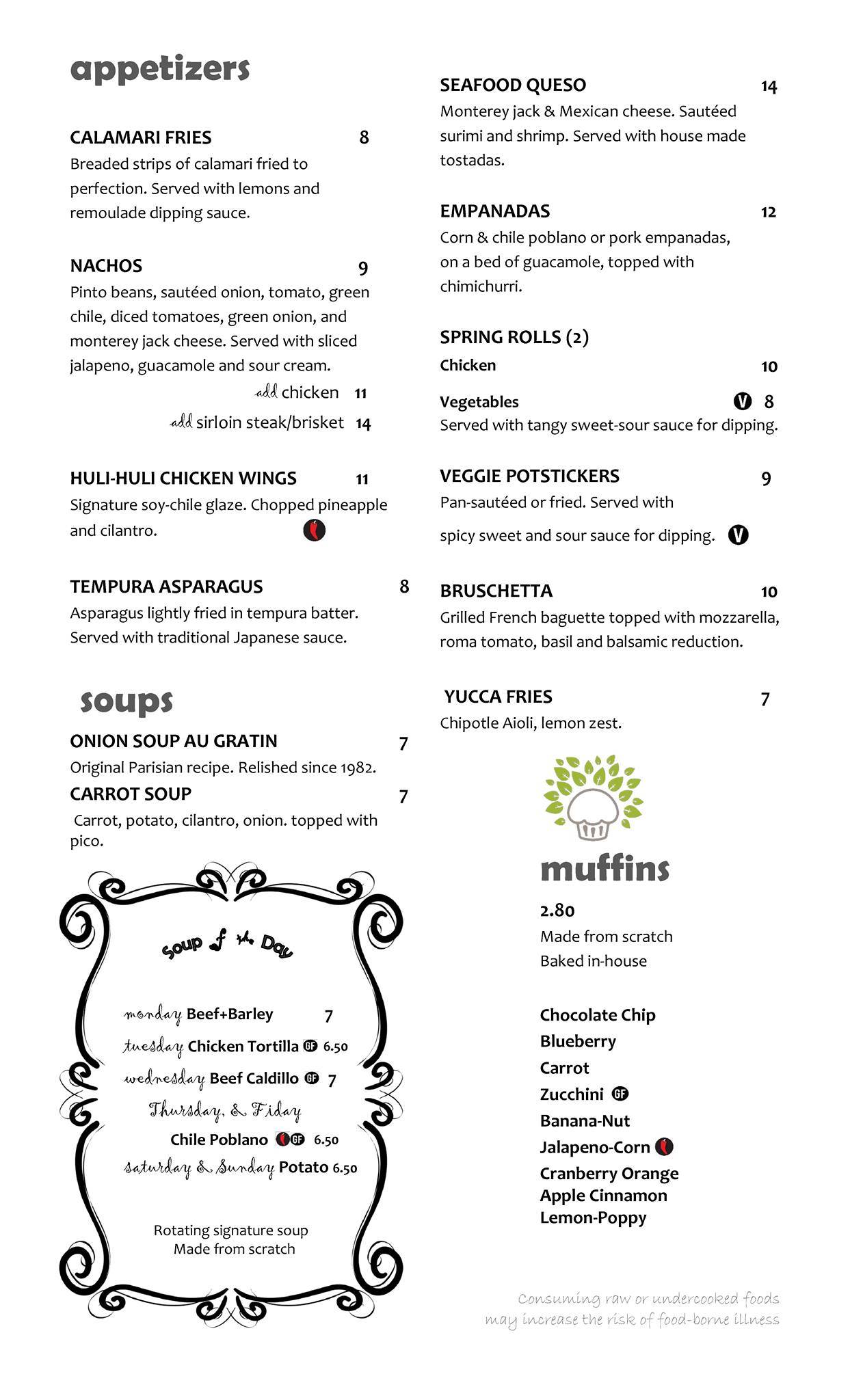 Menu at Greenery Restaurant, El Paso, 750 Sunland Park Dr