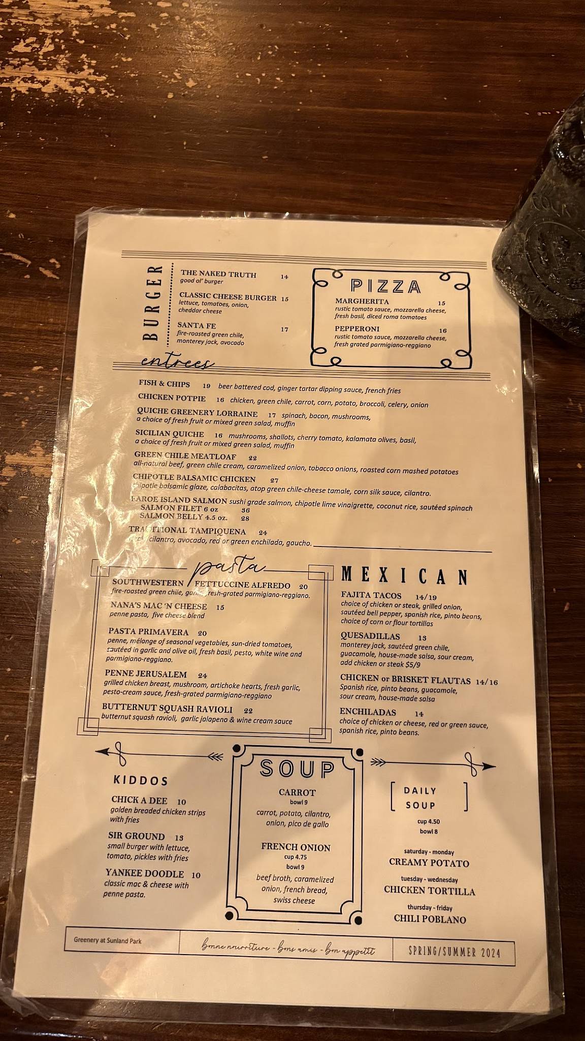 Menu at Greenery Restaurant, El Paso, 750 Sunland Park Dr