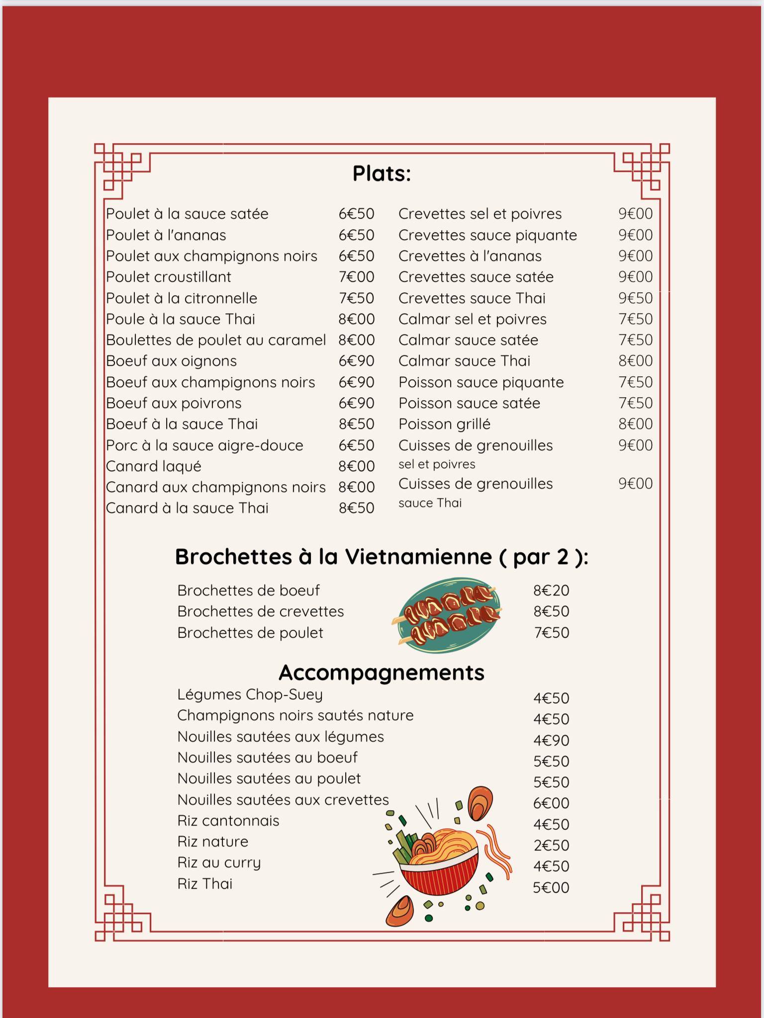 Menu au Grill 168 restaurant, Épernon