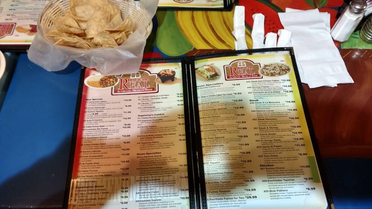 Menu at Hacienda Real restaurant, Eunice