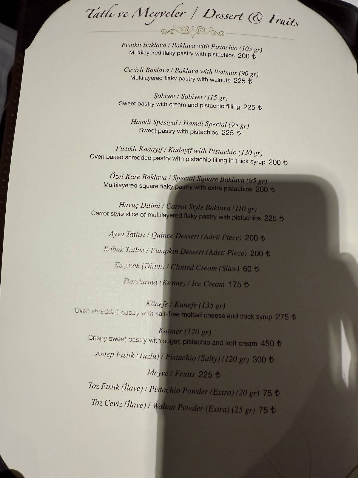 Menu au Hamdi Restaurant Şişli, Istanbul, 19 Mayıs Cd. No:2
