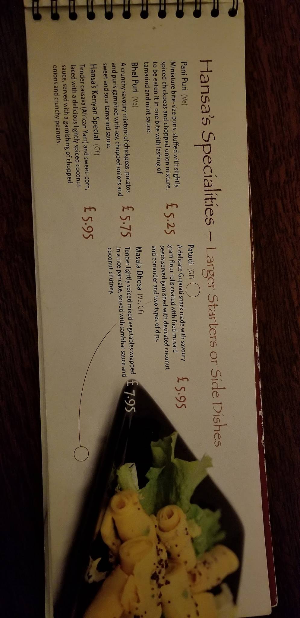Menu at Hansa's Gujarati Restaurant, Leeds