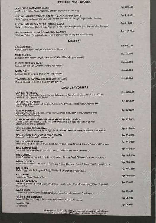 Menu at Harmony Restaurant, West Jakarta, Hotel Santika Premiere ...