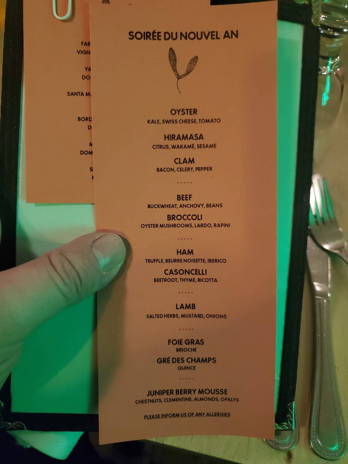 Menu at Restaurant Hélicoptère, Montréal
