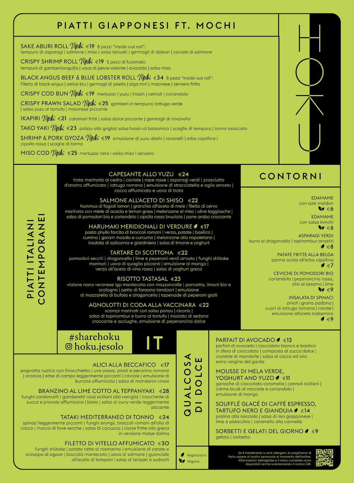 Speisekarte von Hoku Restaurant & Lounge Bar, Jesolo