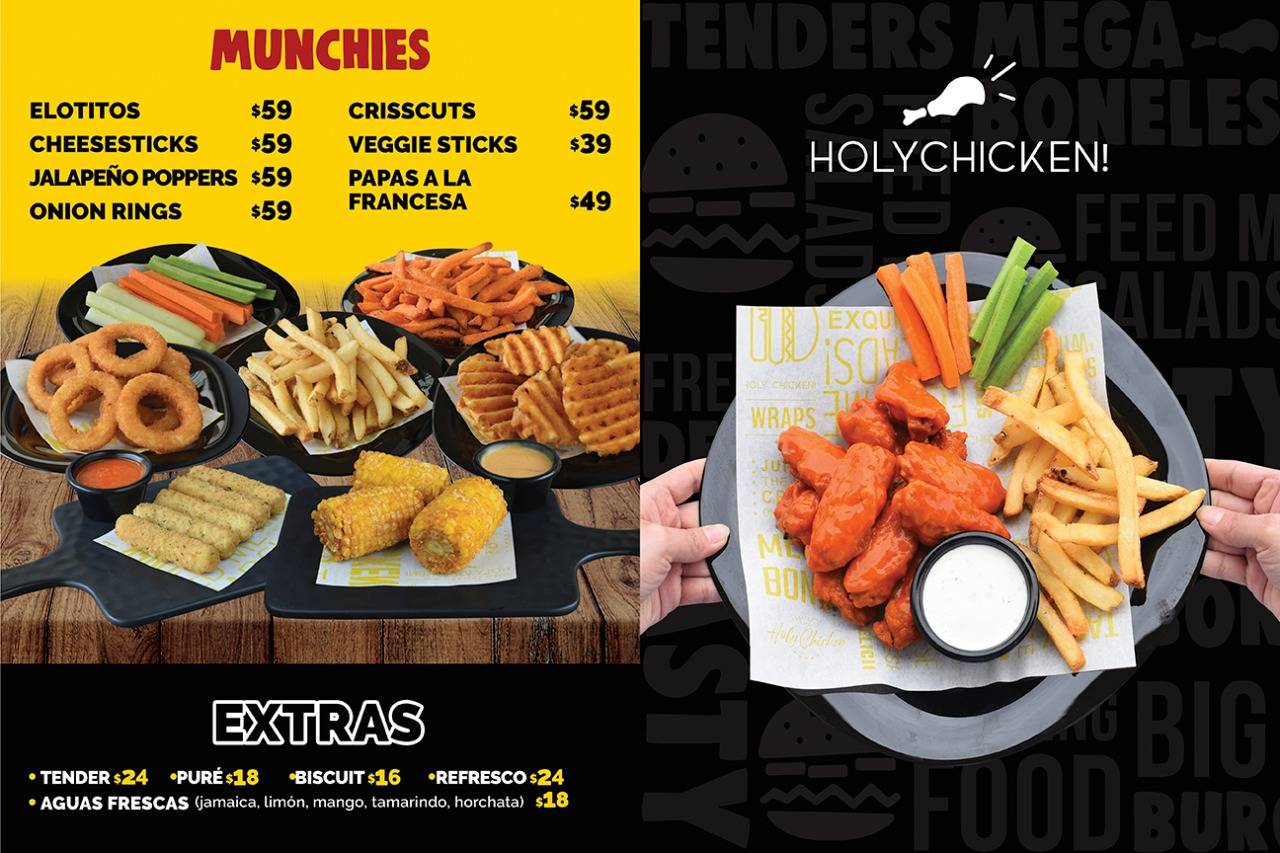 Carta del restaurante Holy Chicken, Monterrey, en Plaza 1110