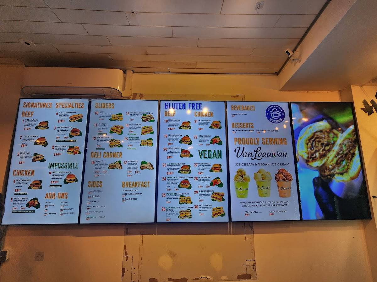 Menu at Holy Cow Burgers restaurant, Elmont