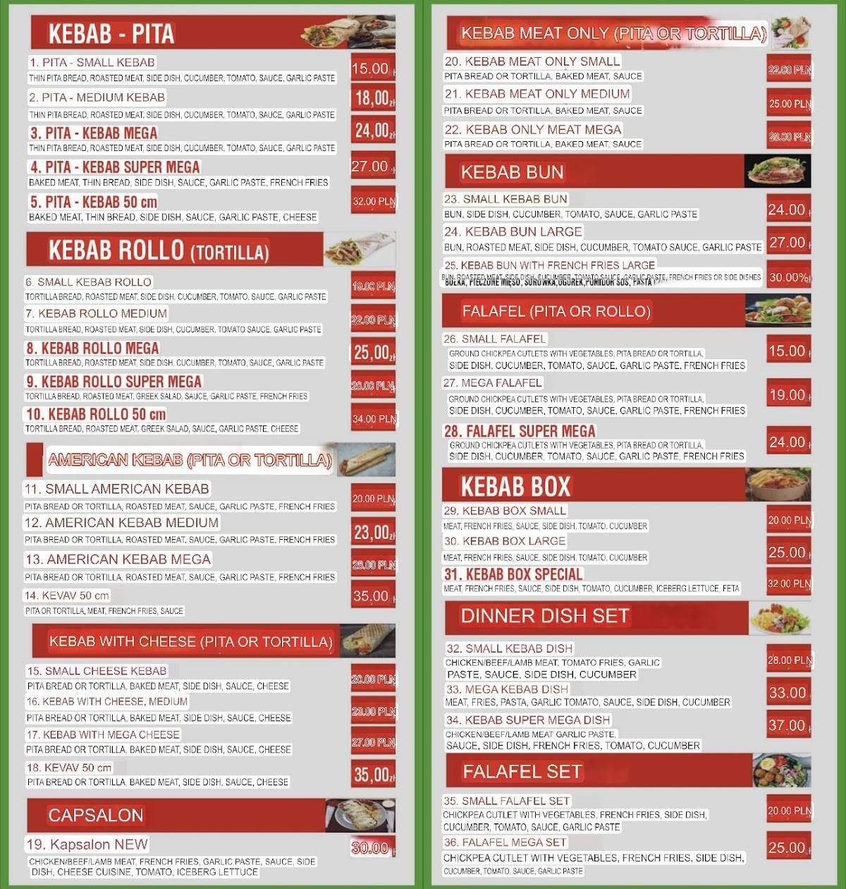Menu at Holy kebab & Grill Zagan, Zagan
